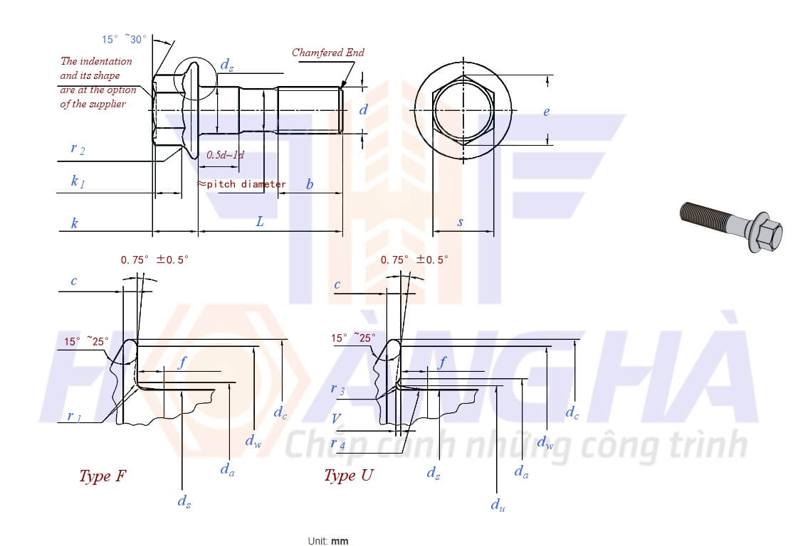 JIS B 1189 (ISO 15072) – 2005 – Bu lông liền long đen | Bu lông Hoàng Hà